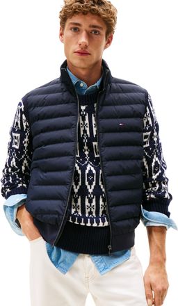 Tommy Hilfiger Herren Weste Mix Media Gilet mit Stehkragen, Blau (Desert Sky), XXL