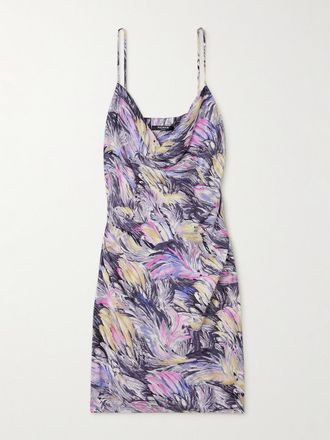 Balmain Minikleid Aus Bedrucktem Satin - Grau