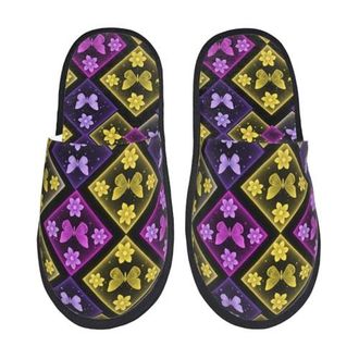Generic Confortable Pantoufles en Feutre Fleurs papillon g&eacute;om&eacute;triques Chaussures de Maison L&eacute;g&egrave;re Chaussons Homme pour Maison Femme Ext&eacute;rieur L