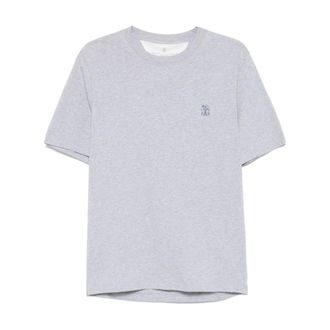 Brunello Cucinelli Homme, Tops, Gris, Taille: S T-shirt en coton