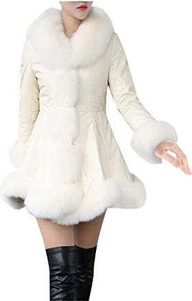 Generic Vestes pour femmes, faux manteau, &eacute;l&eacute;gant, &eacute;pais, chaud, mode, manteaux longs pour lhiver, 2026, blanc, 3XL