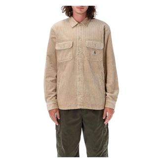 Carhartt Work in Progress Homme, Vestes, Brun, Taille: S Veste Chemise en Velours C&ocirc;tel&eacute; Blanc