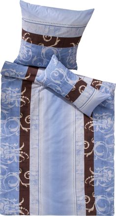 Dyckhoff Bettwäsche Weichfrottier himmelblau-braun Größe 1x 135x200 cm + 1x 40x80 cm