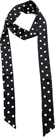 Caprilite Foulard fin en satin pour femme - 2 m - Super long - Foulards en soie synthétique (base noire et imprimé à pois blancs), noir/blanc, taille unique