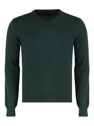 Moorer pull en maille &agrave; col v - Vert