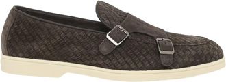 Doucal's Doppelmonk-Schuhe aus geflochtenem Veloursleder in