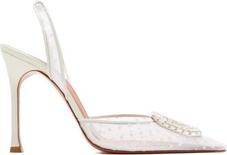 Amina Muaddi escarpins Camelia Sling 90 &agrave; pois - Blanc