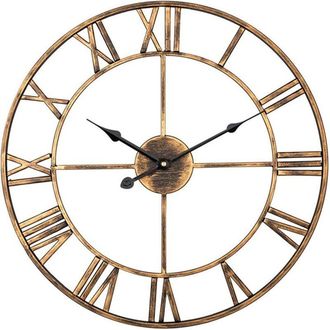 Angel Cerd&aacute; Horloge de jardin murale dext&eacute;rieur, grande horloge de jardin &agrave; chiffres romains, en fer forg&eacute;, 45 cm (dor&eacute;)