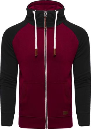 Behype. Herren Raglan Sweat-Jacke Sweatshirt weicher Hoodie mit Kapuze & hohem Kragen 40-6718 (DE/NL/SE/PL, Alphanumerisch, M, Regular, Regular, Weinrot)