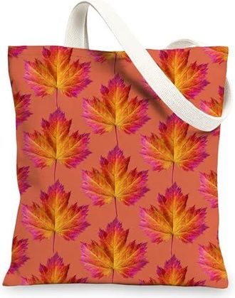 Generic Sacs fourre-tout en toile avec imprimé de feuilles, sacs de courses réutilisables, légers et lavables avec bandoulière pour salle de sport, voyage, pl