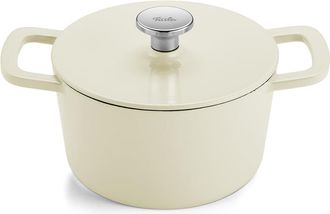 FISSLER Moments Collection/Emaillierter Gusseisen-Bräter, rund (Ø 20 cm) Cast-Iron Topf, Cocotte AromaStar-Funktion, Induktion - Elfenbeinweiß