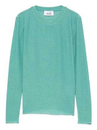 Niù haut pailleté à encolure ronde - Vert