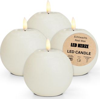 Matches 21 LED Kerzen Kugeln 2er Set aus Echtwachs mit Timerfunktion inkl. Fernbedienung - Kerzen realistisch flackernde Flamme warmwei&szlig; &Oslash; 10 x 9 cm - Elektrisch