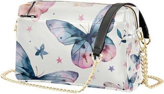 Mnsruu Sacs à bandoulière en cuir pour femme, motif papillons, étoiles, éléments, sac à main