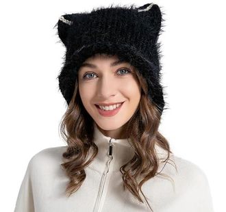 ZLYC Bonnet pour Femme, Couleur : Noir uni, Taille Unique