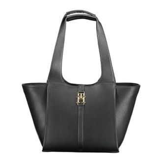 Tommy Hilfiger Schwarze Schultertasche mit Kontrastdetails - - Bags - Damen - Schwarzk - ONE SIZE