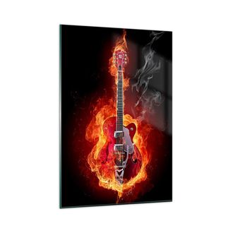 Arttor Wandbilder Dekoration Wohnzimmer Instrument Flammen Saiten Bilder auf Glas 80x120cm Glasbild Schlafzimmer K&uuml;che Deko Wand Kunstdruck Art Gro&szlig; XXL Wand