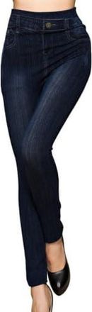 ORANDESIGNE Femme Legging Imprimés Denim et Papillons Leggings Imitation Jean Jeggings Taille Haute Slim Pantalon Moulant Collant Extensible Pantalon de Crayon Tr