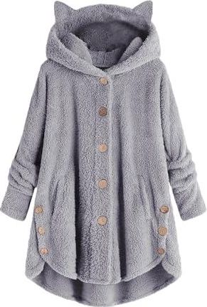 Generic Veste chaude en peluche pour femme - Manteau en polaire chaud et solide - Col rond - Manches longues - V&ecirc;tement dext&eacute;rieur dhiver pour lext&eacute;rieur, la 