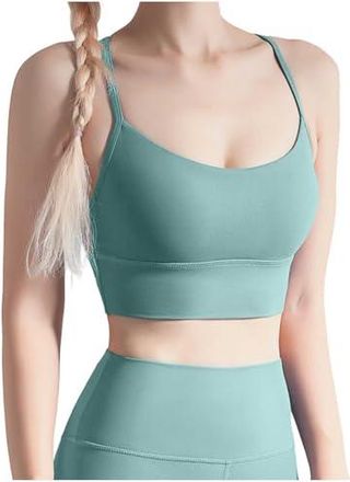 Generic Butterluxe Soutien-gorge de sport rembourr&eacute; dos nageur spaghetti fines bretelles pour entra&icirc;nement yoga 2026, bleu clair, L
