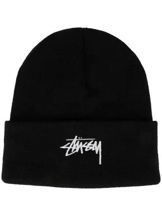 St&uuml;ssy bonnet Stock Cuff en maille - Noir