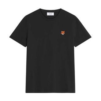 Maison Kitsun&eacute; Femme, Tops, Noir, Taille: 38 FR Fox Head Regular Tee-Shirt