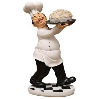 WINOMO Deko Koch Figur Ramen Chef Skulptur Aus Harz Für Küche Bistro Restaurant Desktop Dekoration Lustiges Küchenchef Ornament 9.6X5.1X3.5 Zoll