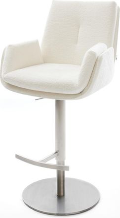 DELIFE Barstuhl Clea-Flex Boucl&eacute; Soft Beige Drehfu&szlig; h&ouml;henverstellbar Edelstahl Silberfarben, Barst&uuml;hle