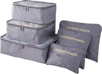 Generic 6 St&uuml;ck Reise-Aufbewahrungs-Organizer, tragbarer Koffer for Damen, Kleidung, Schuhe, Make-up-Tasche, Gep&auml;ck(Gray)