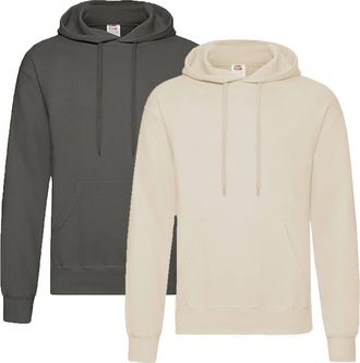 Fruit Of The Loom Herren Kapuzenpullover S M L XL XXL 3XL 4XL 5XL auch Sets, 1x Anthrazit + 1x Natur + 1x HL-Kauf Notizblock, XXL