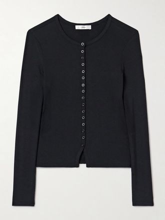 Frame Denim The Rib Splay Oberteil Aus Stretch-modal-jersey - Schwarz