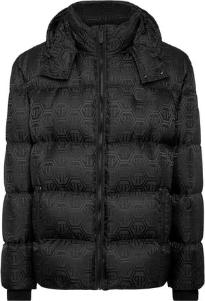 Philipp Plein Gefütterte Jacke aus Monogramm-Jacquard - Schwarz