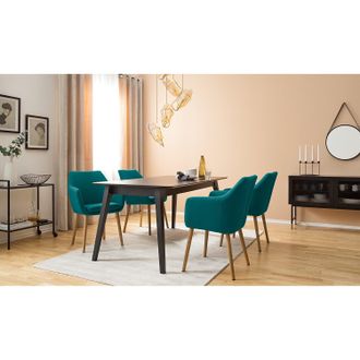 Mørteens home24 Armlehnenstuhl 58 x 84 x 58cm 2er Set Webstoff Cors: Petrol Blau