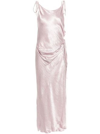 Acne Studios robe mi-longue en satin à design sans manches - Rose