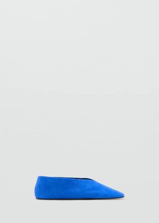 Mango Ballerines en daim bleu - Femme - 36 - MANGO