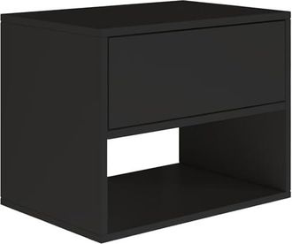 Selsey Nachttisch Hängend Schwebender Schwarz Farbe 50B x 36T x 40H cm Nachtschrank mit Schublade in Minimalistischer - Push-to-Open - Skandinavischen Platzs
