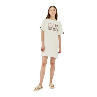 Silvian Heach Femme, Robes, Blanc, Taille: 38 FR Robe T-shirt Logo