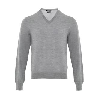 Tom Ford Kaschmir Seide V-Ausschnitt Strick - - Knitwear - Herren - Grau - L