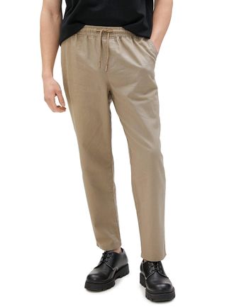 Koton Men Linen Blend Trousers Drawstring Pocket Detailed