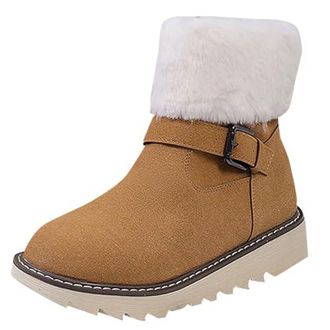 Generic Bottes dhiver pour femme avec doublure en fausse fourrure - Style d&eacute;contract&eacute; et &eacute;l&eacute;gant - Fermeture &eacute;clair lat&eacute;rale - Semelle &eacute;paisse - Chaudes et co