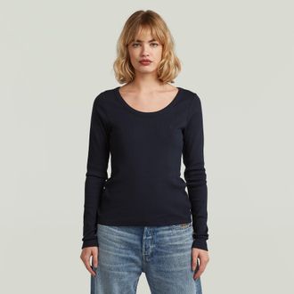 G-Star Slim Rib Open Neck T-Shirt - Dunkelblau - Damen