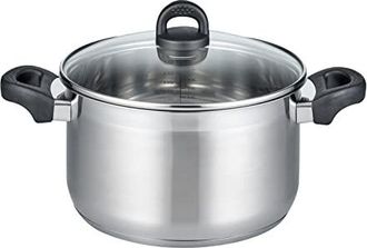 ELO 12225 Fleischtopf m.GD 24 cm Serie Turmalin, Induktion, Edelstahl satiniert, rutschfeste Kunststoffgriffe, mit Literskala und Öl-Dosier-System