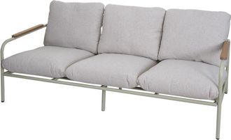 Hhg Aluminium-Gartenbank 593, Outdoor 3-Sitzer Sitzbank Sofa, Olefin Stoff (205 g/m&sup2;) 184cm terrakotta Polster beige