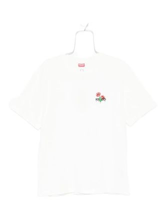 Kenzo t-shirt à fleurs brodées - Blanc