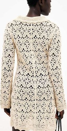 NA-KD Robe courte en maille au crochet - Blanc cass&eacute;