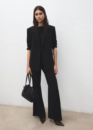 Mango Anzugblazer mit G&uuml;rtel schwarz - Damen - XXL - MANGO