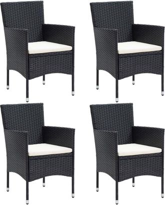 vidaXL Vidaxl - Chaises de salle &agrave; manger de jardin 4 pcs R&eacute;sine tress&eacute;e Noir