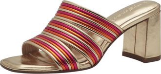 Tamaris Damen Mules Pantoletten mit Absatz Vegan Blockabsatz; GOLD COMBINED/metallic; 38