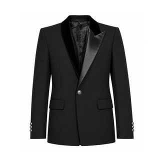Balmain Asymmetrische Wolljacke - - Jackets - Herren - Schwarzk - XL