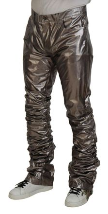 Dolce & Gabbana Mens Silver Metallic Nylon Stretch Pants